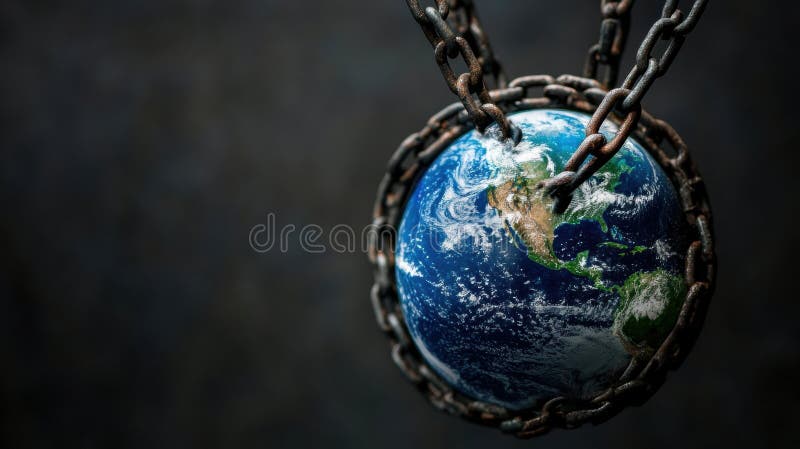 Planet Earth Bound by Chains Representing Global Political Control and ...