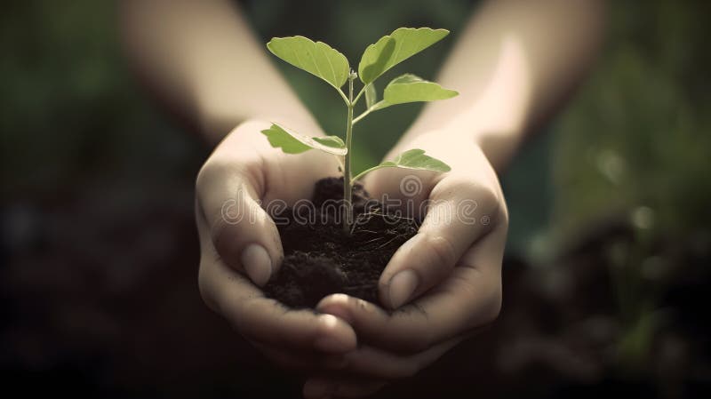 A Plant Growing from a Human Hand. AI Generated. Stock Illustration ...