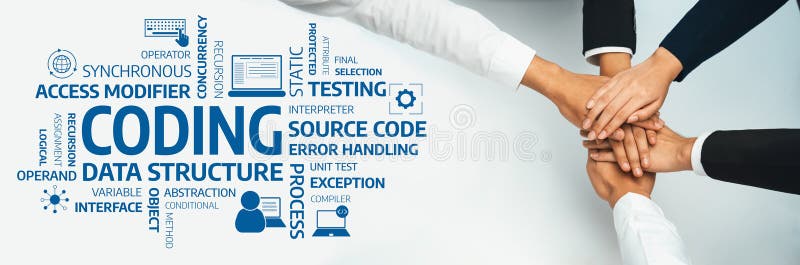 Hands Coming Together Symbolizing Collaboration in Coding and Software Development with Key ...