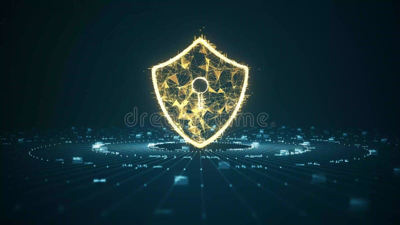 Golden Shield Data Security Matrix Stock Footage - Video of golden ...