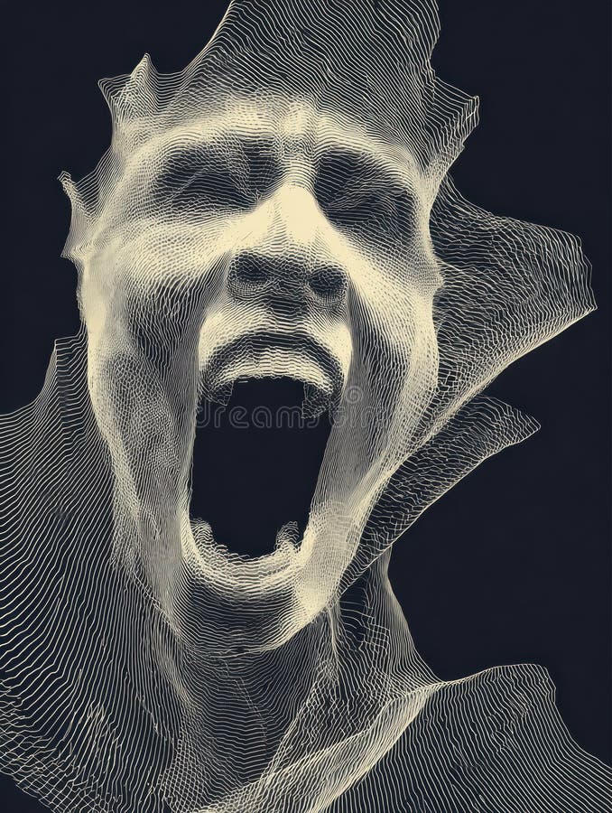 Inner Scream Visualized through Echo Lines Creating a Haunting Effect ...