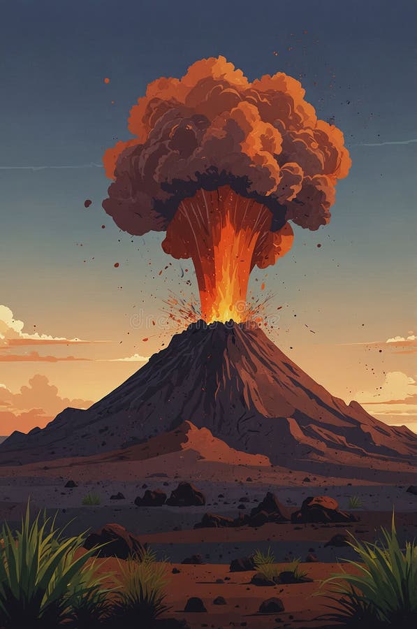 Powerful Volcanic Eruption with Dramatic Explosion and Lava Flow in a ...