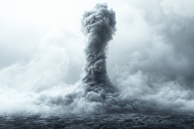 Powerful Volcanic Eruption with Towering Ash Cloud Against Dramatic Sky ...