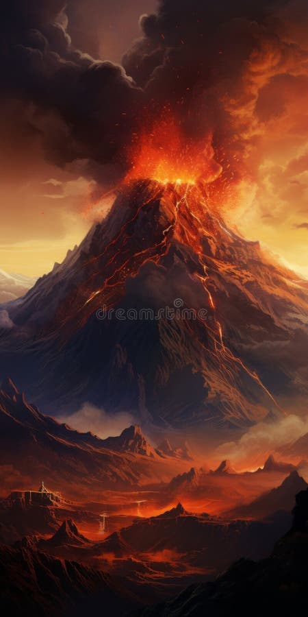 Powerful Volcanic Landscape Art Inspired by Artgerm and Dmitry Spiros ...