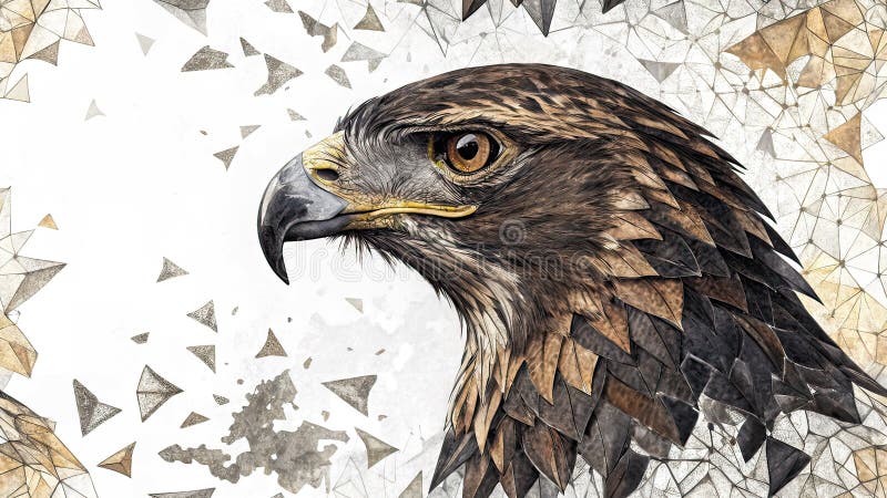 A Powerful and Vulnerable Hawk Portrait Pixelated Fractured Texture in ...