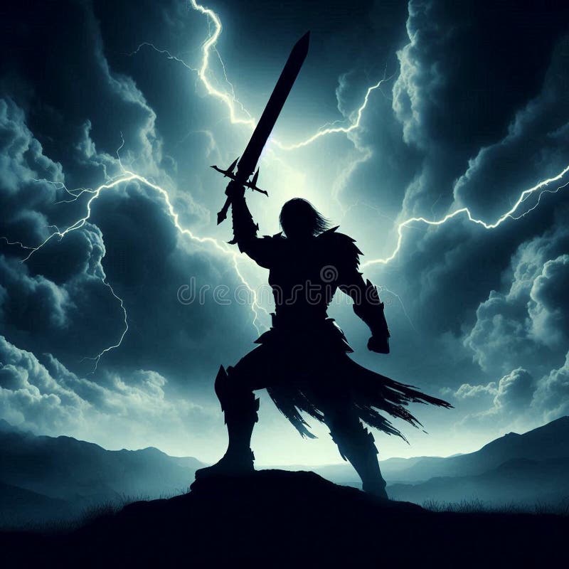 A Powerful Warrior Wielding a Large Sword Stock Illustration ...