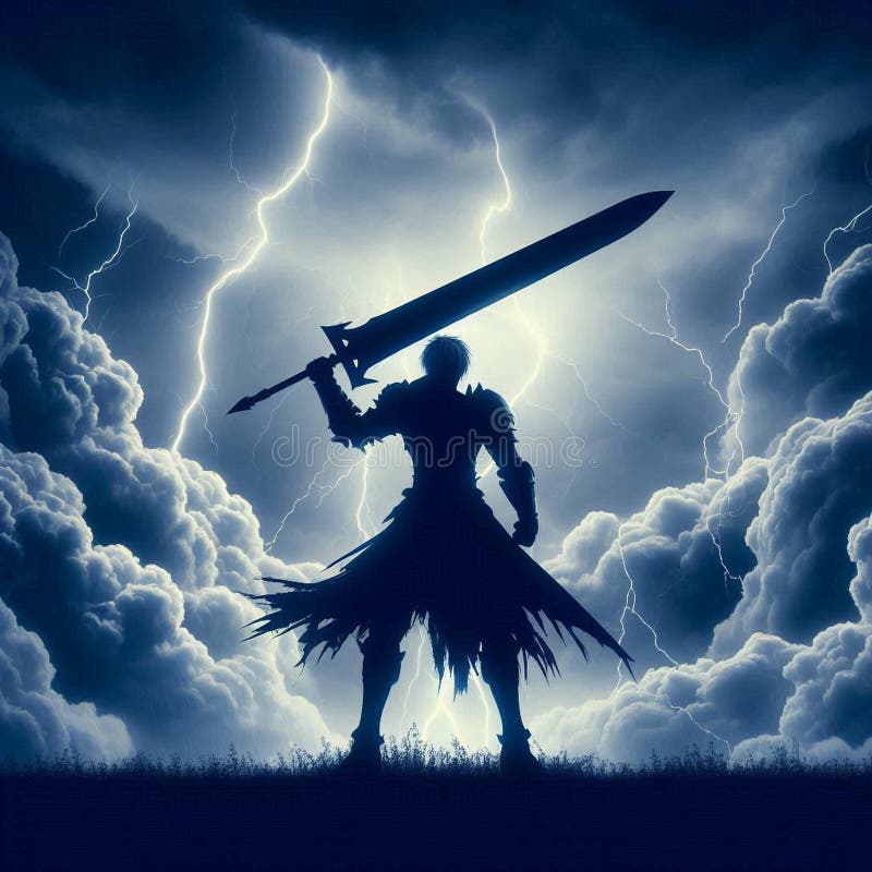 A Powerful Warrior Wielding a Large Sword Stock Illustration ...