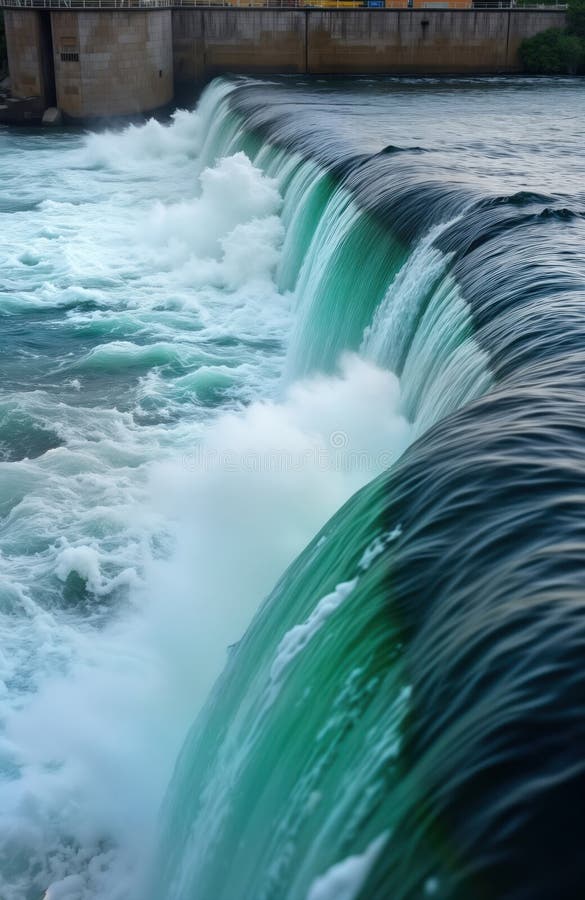Powerful Water Cascade from Dam Multiple Levels. Water Forcefully Falls ...