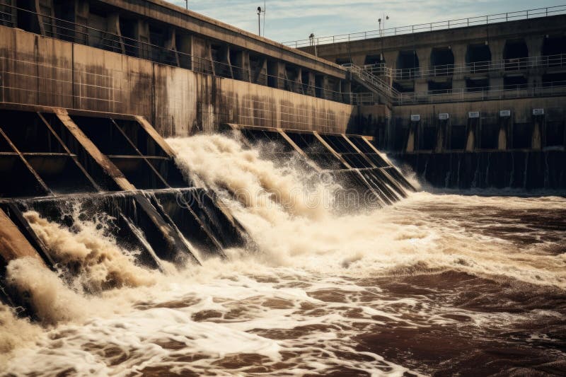 Powerful Water Flow from a Dam, Suitable for Environmental and Energy ...