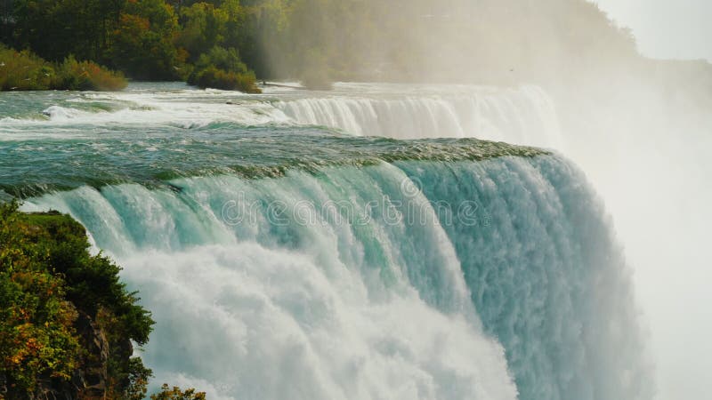 Powerful Water Flow of the Famous Niagara Falls. 4k Slow Motion Stock ...