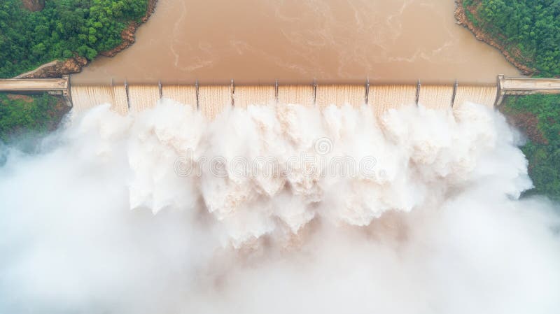 Powerful Water Flows Over the Dam, Creating a Mesmerizing Cascade ...