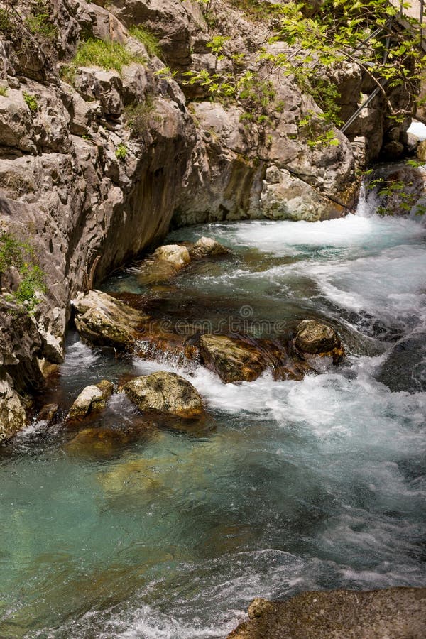 Powerful Water Stream in the Mountain Canyon Stock Photo - Image of ...