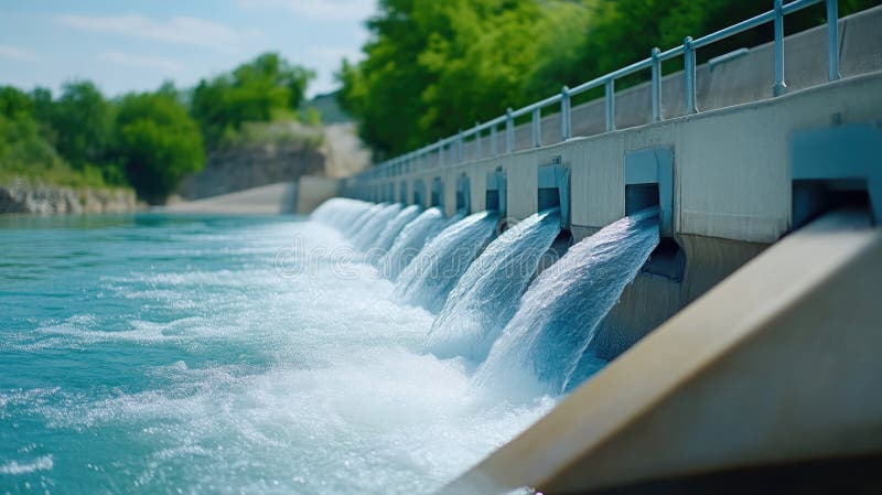 Powerful Water Surge in Golden Hour Mist. Stock Illustration ...
