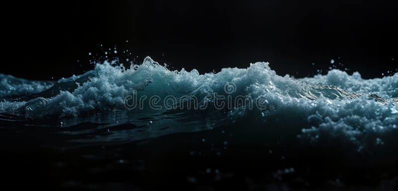 Powerful Water Wave with Dark Background. Waves of Water Crash on Dark ...