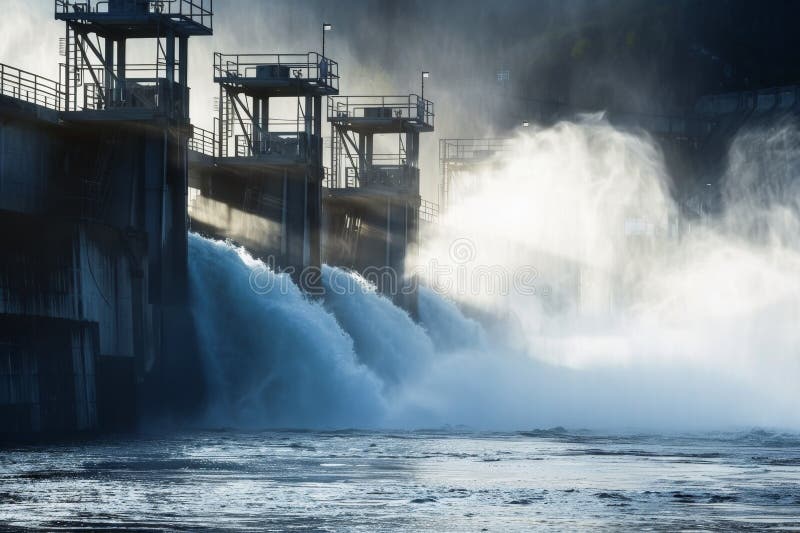 A Powerful Waterfall Cascading Down into a Hydroelectric Power Station ...