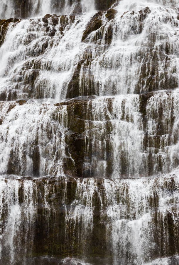 Powerful Waterfall Cascading Down Rocky Surface Stock Photo - Image of ...