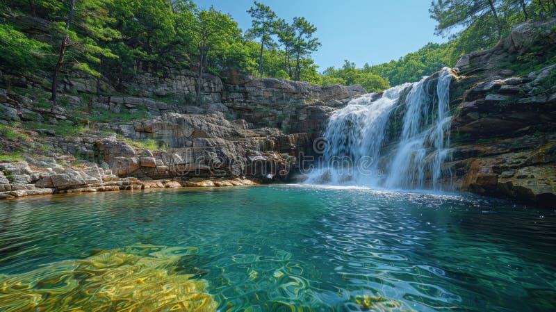 Majestic Waterfall in Vast Body of Water. Generative AI Stock Photo ...
