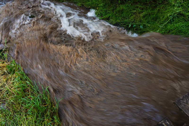 Powerful Waterfall with Dirty Water after the Rain Stock Image - Image ...