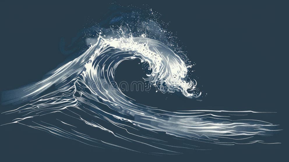 A Powerful Wave Crashes into the Ocean, Creating a Splash and Foam ...