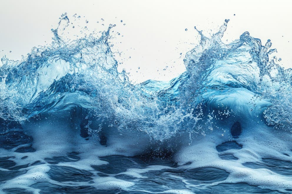 A Powerful Wave Crashes Onto the Surface of the Water, Creating a ...