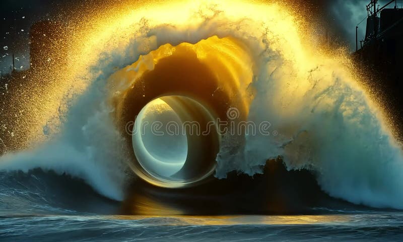Powerful Waves Crash Over a Swirling Vortex of Light and Shadow Stock Video - Video of ...