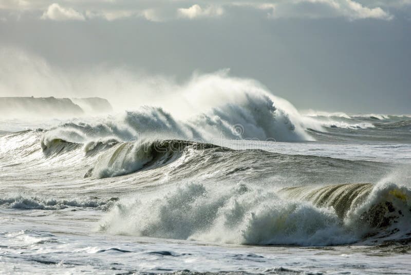 Powerful Waves in the Ocean Stock Illustration - Illustration of force ...
