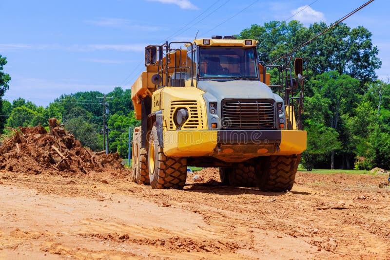Powerful Wheel Dumper Working on a Construction Site Stock Photo ...