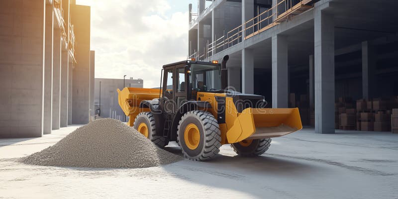 Powerful Wheel Loader Performing Earthmoving Tasks on Bright ...