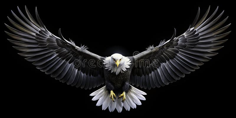 Powerful White Eagle Emblem on Black Background a Striking Visual ...