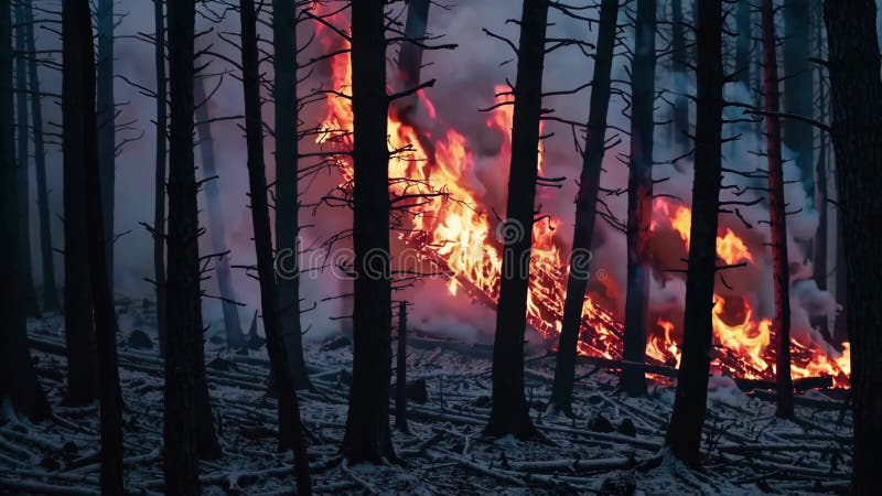 Raging Forest Fire Consuming Woodland with Bright Flames Stock Footage ...