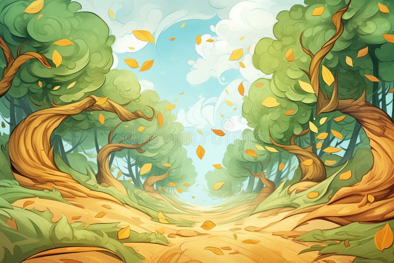 Powerful Wind Swirling Leaves Around on a Forest Path Stock Photo ...