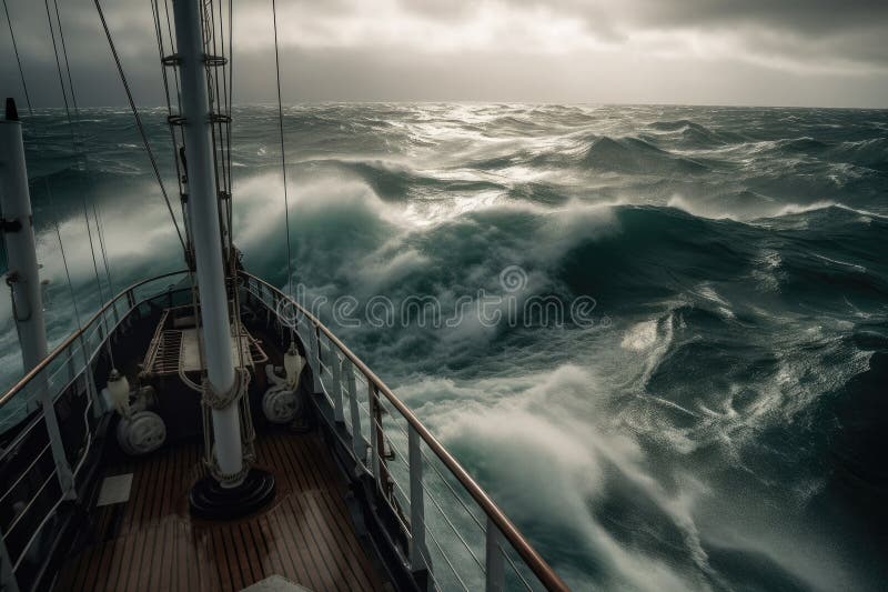 Powerful Winds Driving Ship Off Course. Generative AI Stock ...