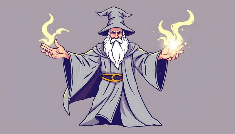 Powerful Wizard Casting Spells Stock Illustration - Illustration of ...