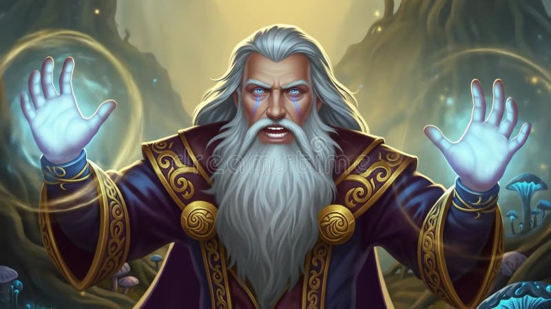 Powerful Wizard Casting Spell with Glowing Hands Animation Stock Video ...