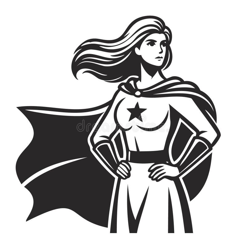 A Powerful Woman Superhero with a Cape, Concept Strength and ...