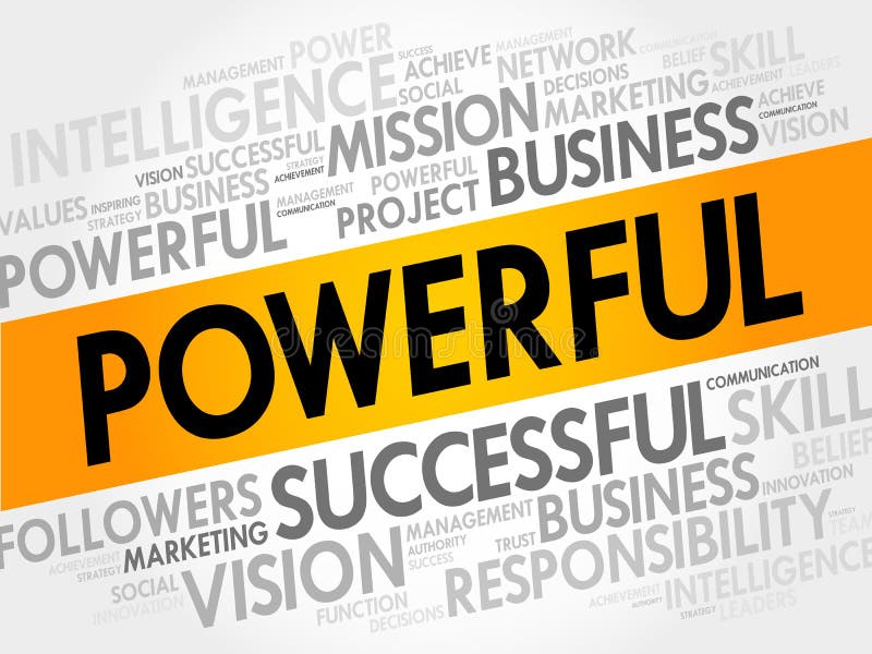 POWERFUL word cloud stock illustration. Illustration of cloud - 200215017