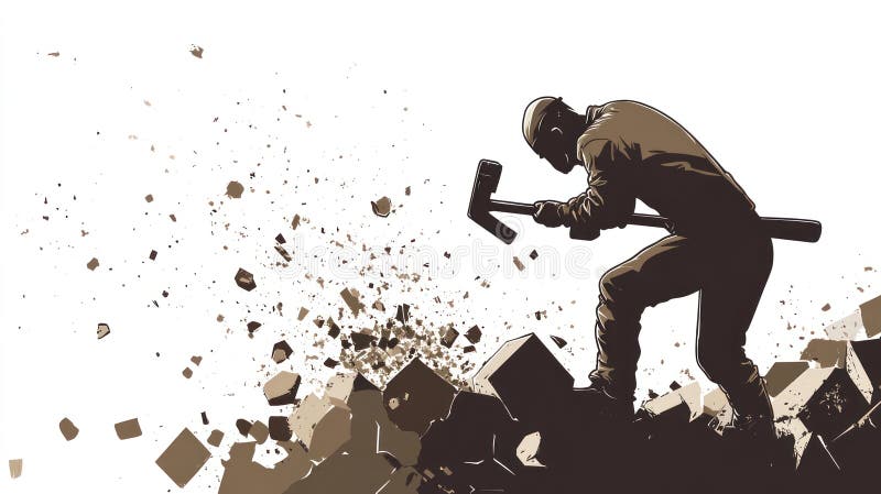 Worker Smashing Stone Stock Illustrations – 9 Worker Smashing Stone ...