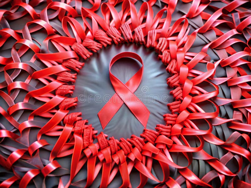 World Aids Concept of Multiple Red Ribbon in a Circle Arrangement Stock ...
