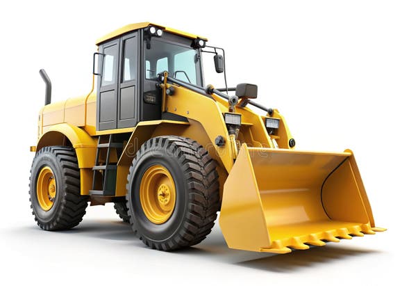 Powerful Yellow FrontEnd Loader Ready for Work Isolated Side View of ...