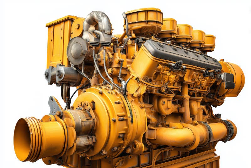 Powerful Yellow Industrial Engine Stock Illustration - Illustration of ...