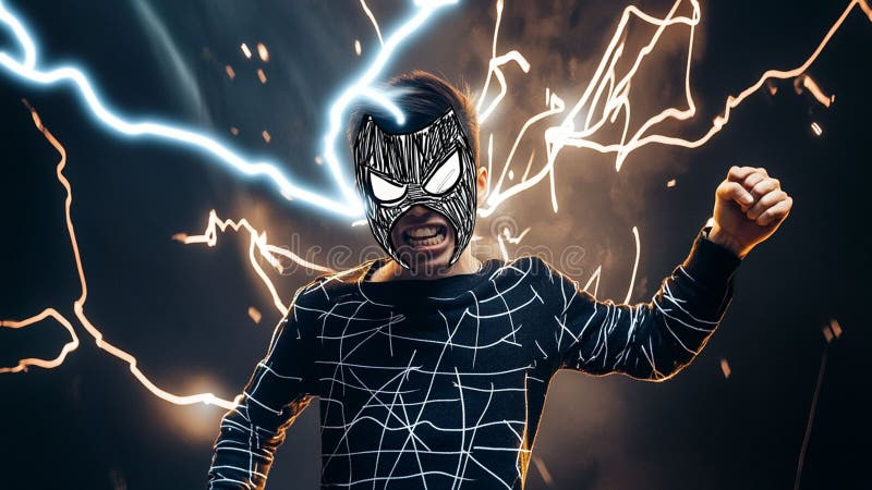 Powerful Young Man Wearing a Superhero Mask Posing with Dramatic ...