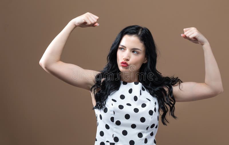 Powerful Young Woman in Success Pose Stock Photo - Image of adult ...