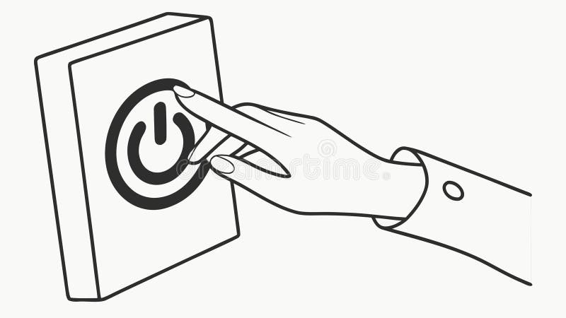 Powering on, Hand Pressing Start Button, Vector Interface Element ...