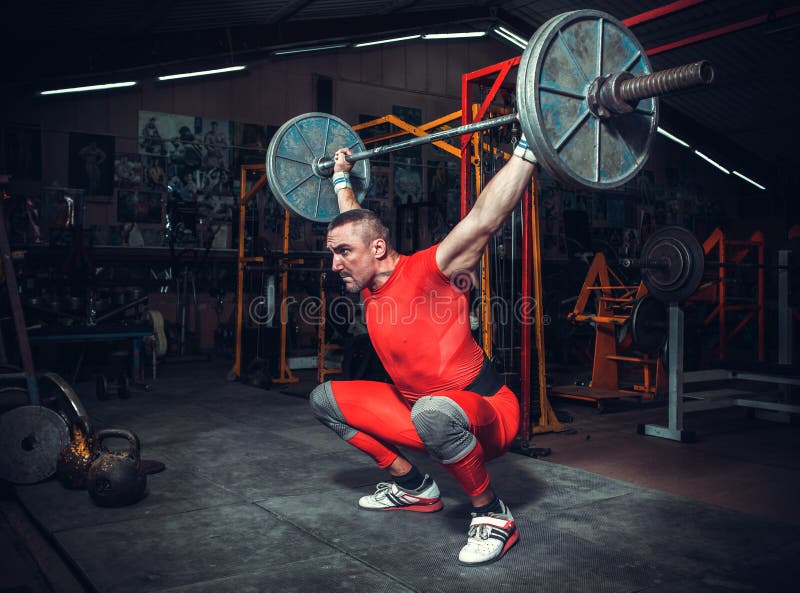 Powerlifter with Strong Arms Lifting Weights Stock Image - Image of ...