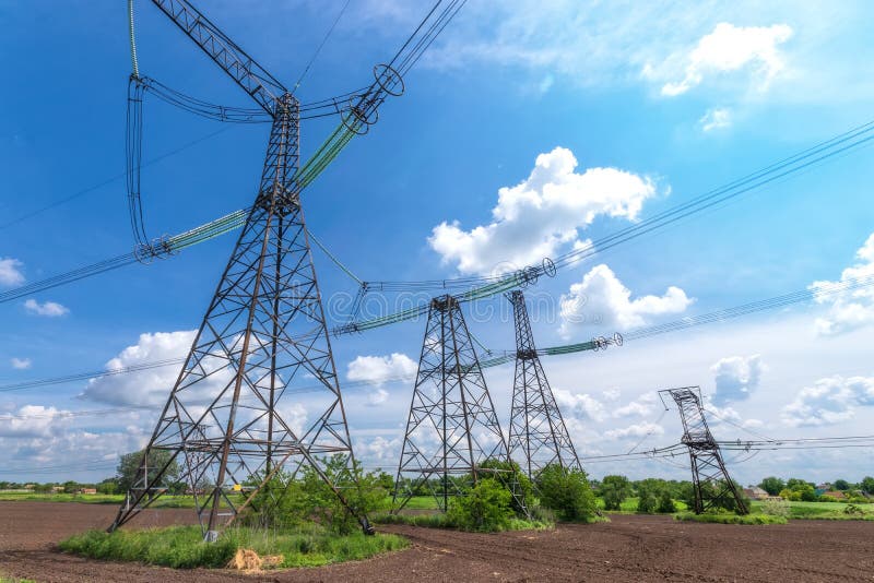 Powerline in Direct Sunlight Stock Image - Image of steel, industrial ...