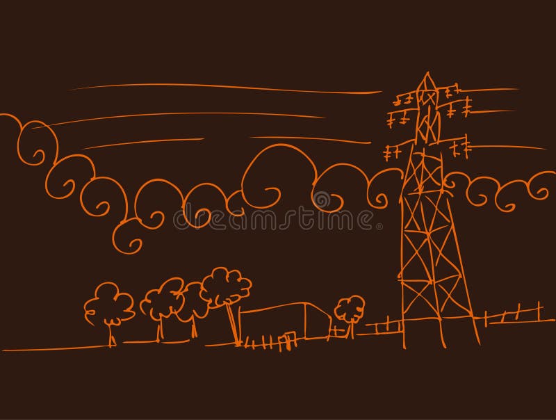 Powerline Landscape stock vector. Illustration of vector - 14925255