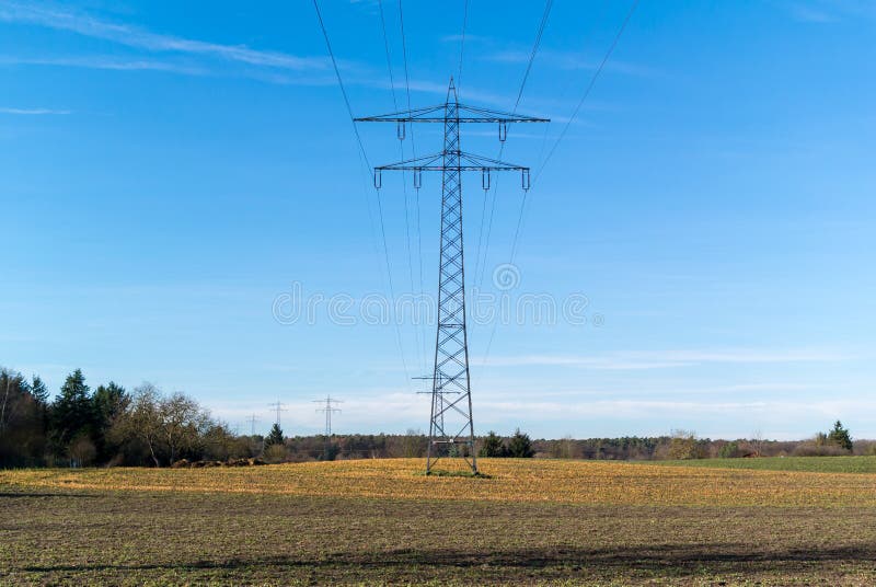 Powerline Over Farm Area stock image. Image of landscape - 91547047