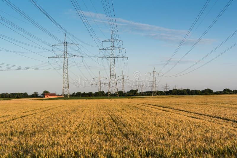 Powerline Over Farm Area stock image. Image of landscape - 91547237