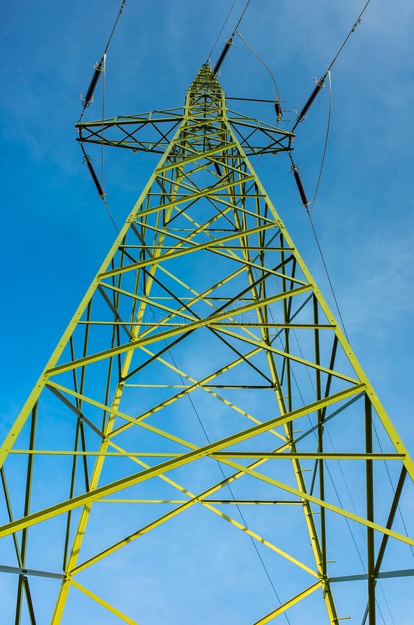 Powerlines on the field stock photo. Image of industrial - 64460342