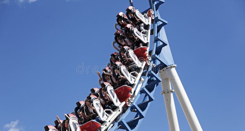People Ride a Roller Coaster with Carriages Editorial Stock Photo ...